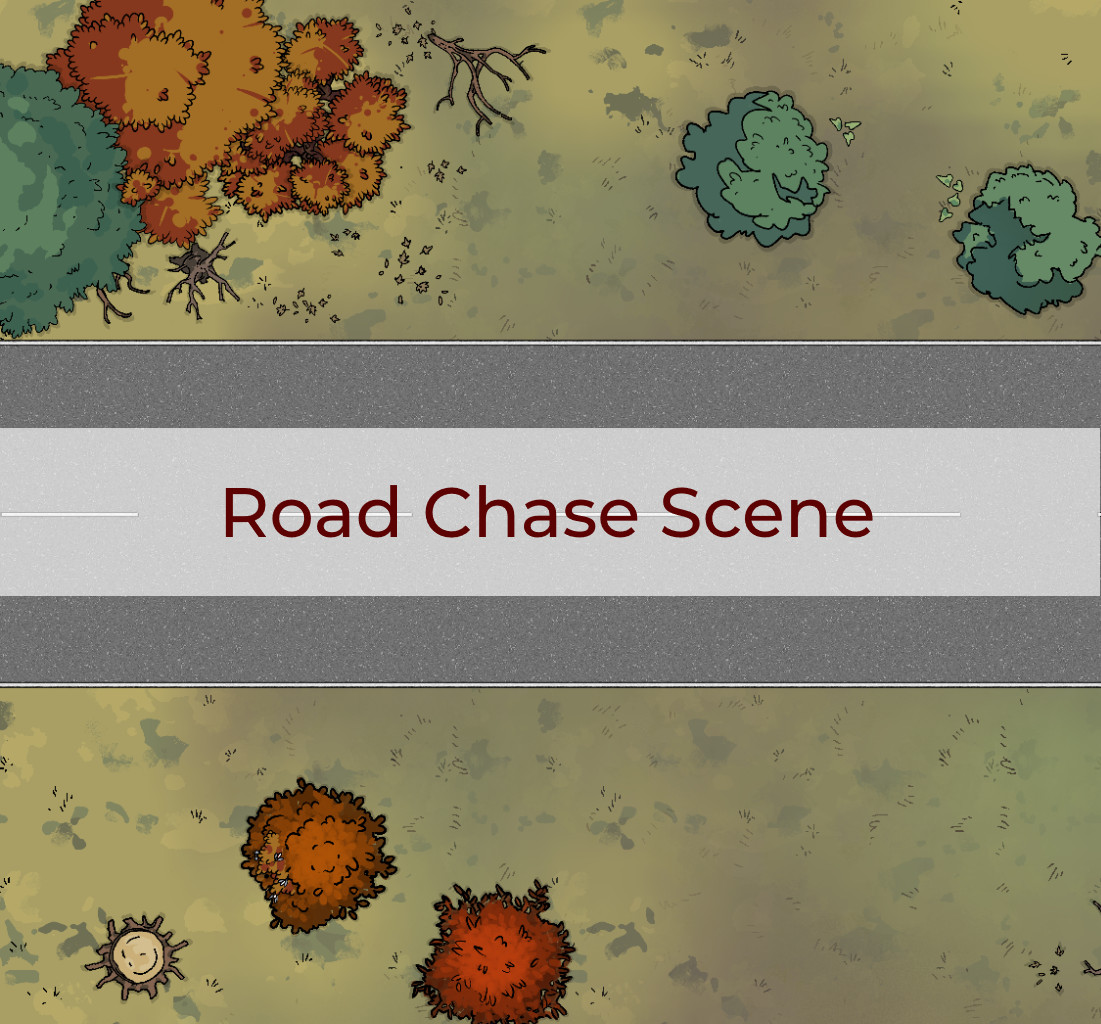 Road Chase Scene - 50 x 15 - Cthulhu Architect