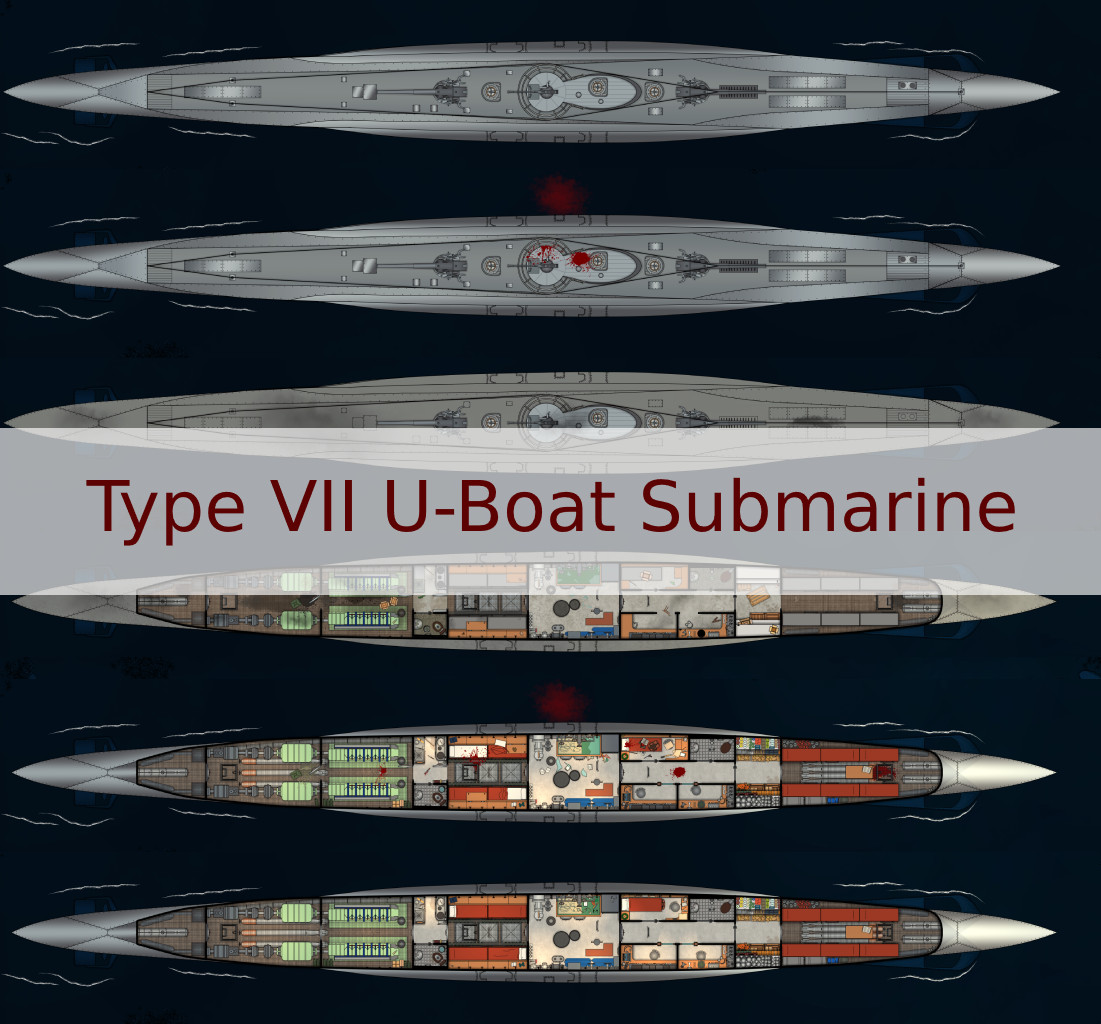 Type VII U-Boat Submarine - 50 x 15 - Cthulhu Architect
