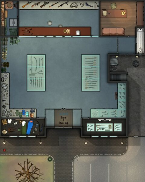 Guns & Hunting Shop - 16 x 20 - Cthulhu Architect